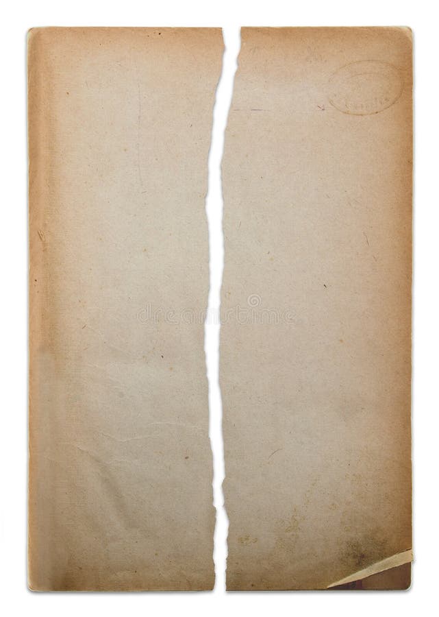 Altes Blatt Papier Zerrissen in Zwei Diagonale Stücke Stockfoto - Bild ...