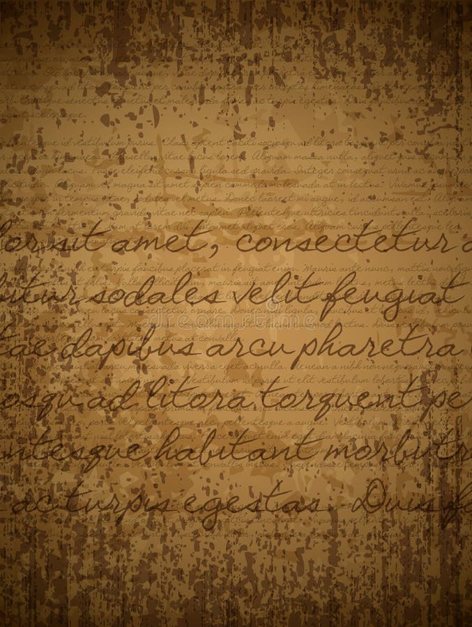 Altes Papier Mit Handgeschriebenem Text-Hintergrund Vektor Abbildung ...