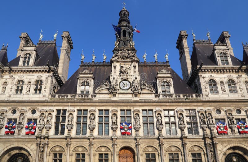 Altes Rathaus Von Paris, Frankreich Stockbild - Bild von frankreich ...