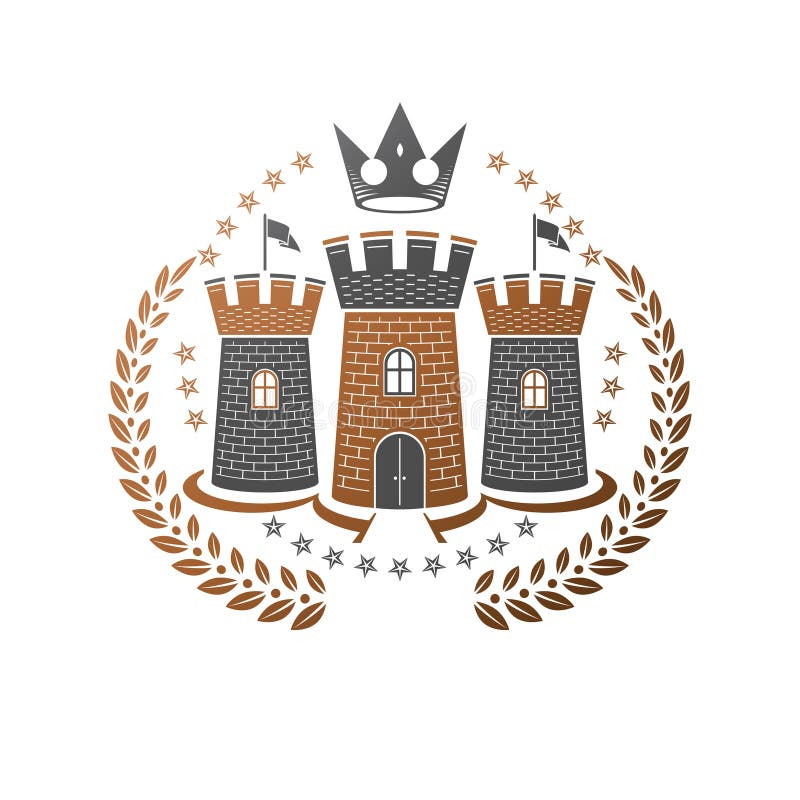 Altes Schlossemblem Heraldisches Wappen Dekoratives Logo Lokalisierte ...