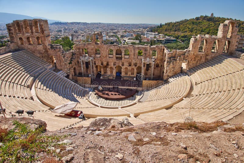 Altes Theater Unter Akropolise Von Athen Stockbild - Bild von athen ...