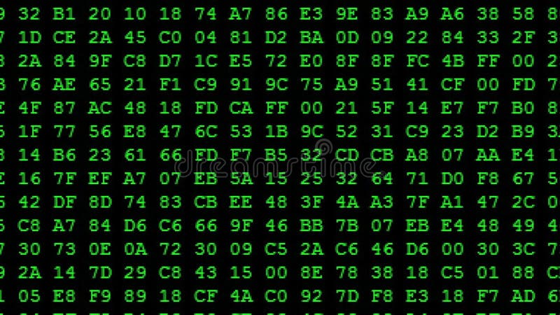 Alto Corrente Di Codice Esadecimale Verde Uno Schermo Di Computer ...
