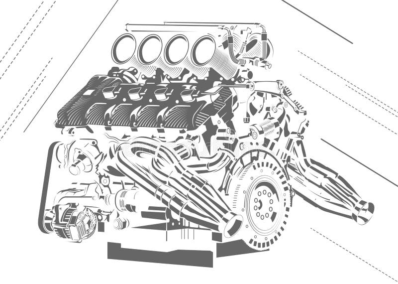 Alto Ejemplo Detallado Del Vector Del Motor Abstracto Ilustración del ...