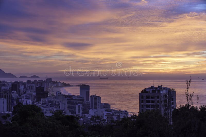 Sunrise on Ipanema Beach in Rio De Janeiro Stock Image - Image of ...
