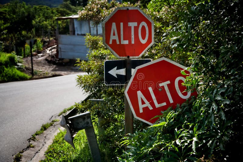 Alto or Stop signs stock image. Image of stop, turn, road - 15371079