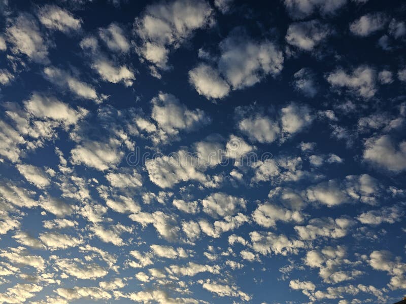 Altocumulus Clouds Line the Dark Blue Sky with Patterns! Stock Image ...