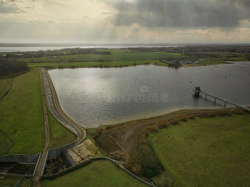 Alton Waters Reservoir Dam stock image. Image of water - 267367025
