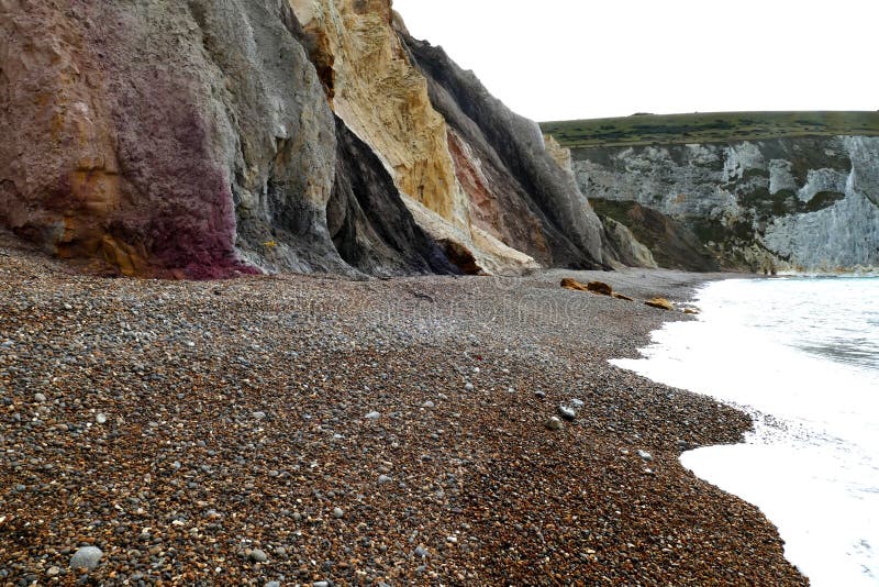 Alum Bay Isle of Wight, England, Coloured Cliffs. Stock Image - Image ...