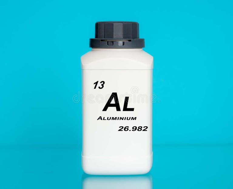 Aluminium Al Chemical Element in a Laboratory Plastic Container Stock ...