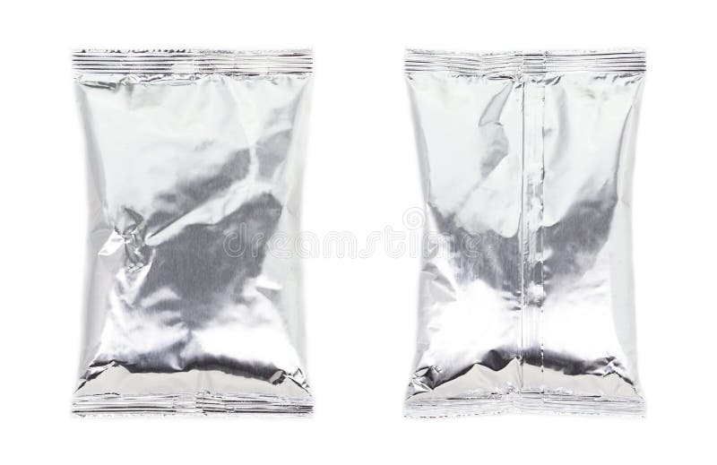 Man with Package Front and Back on White Background Stock Image - Image ...