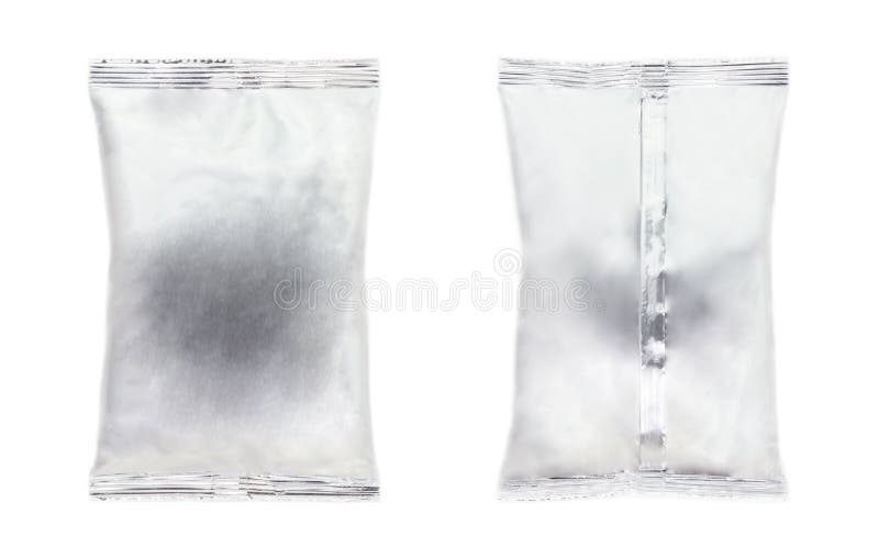 Man with Package Front and Back on White Background Stock Image - Image ...
