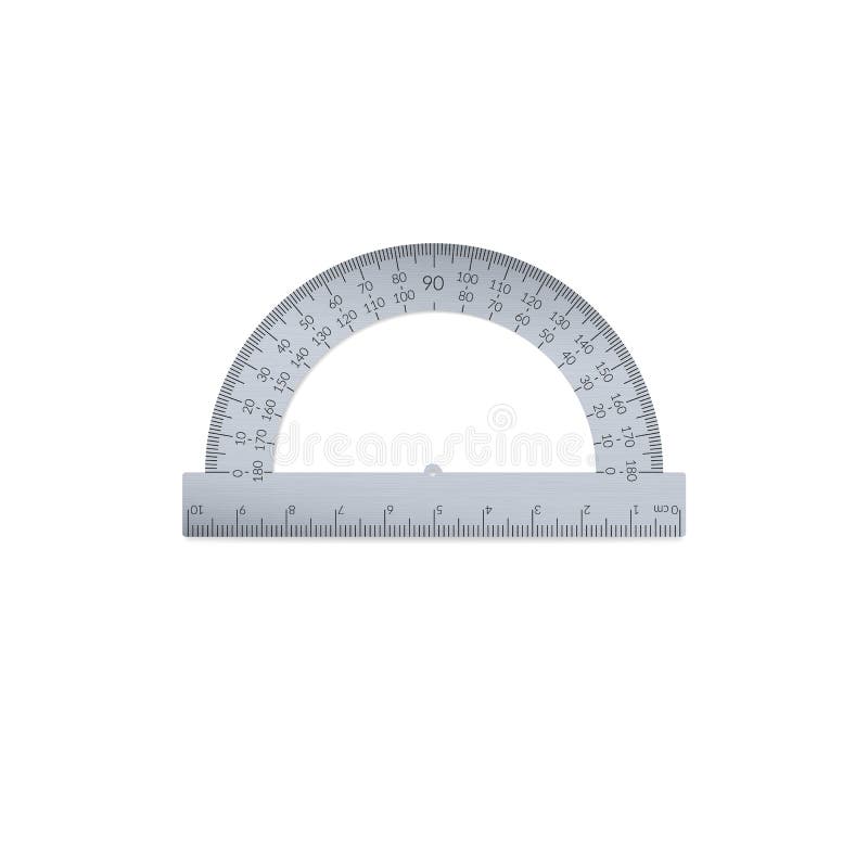 Aluminium Circular Protractor with a Ruler Stock Vector - Illustration ...