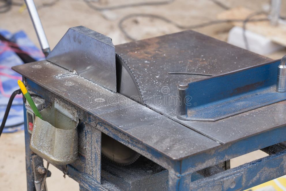 Aluminium Cutting Blade on Table Stock Image - Image of build, frame ...
