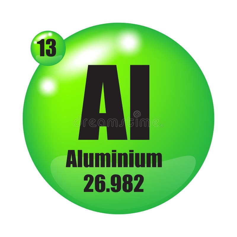 Aluminium Element Icon. Atomic Number 13. Atomic Mass 26.982. Green ...