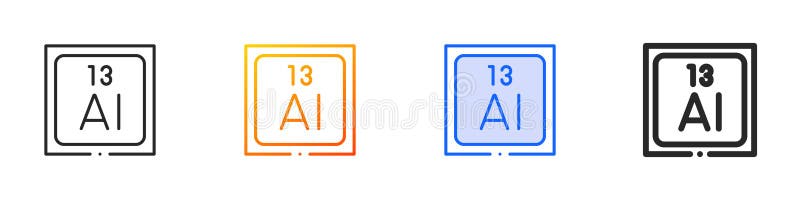 Aluminium Icon.Thin Linear, Gradient, Blue Stroke and Bold Style Design ...