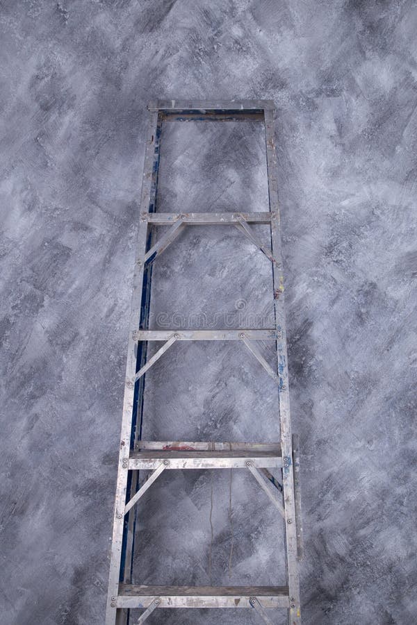 Aluminium Stair Over Concrete Wall (Loft Style) Stock Image - Image of ...