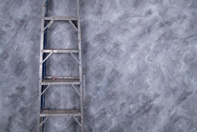 Aluminium Stair Over Concrete Wall (Loft Style) Stock Image - Image of ...