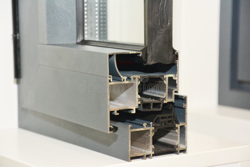 Aluminium Window Frame Profile. Energy Efficient Windows Cross Section ...