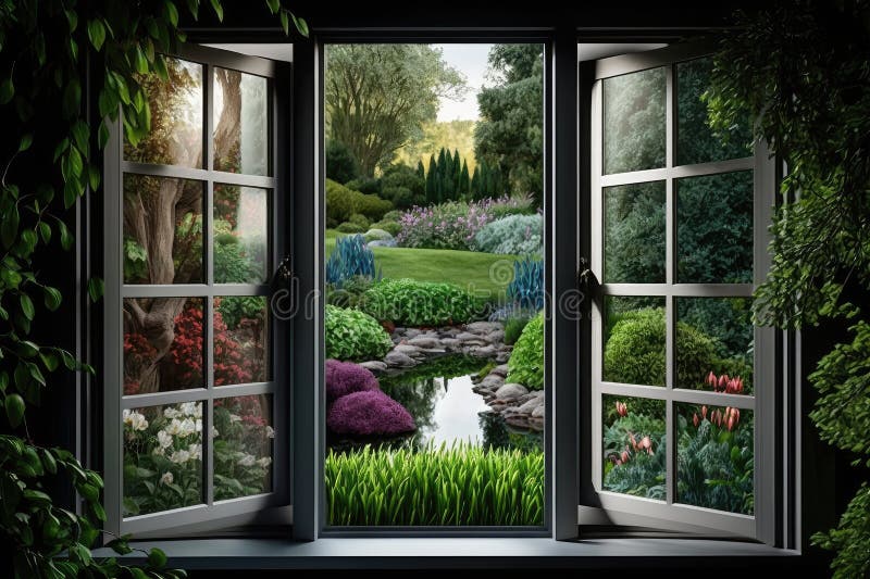 Aluminium Windows with View of Lush Garden, Providing a Tranquil ...