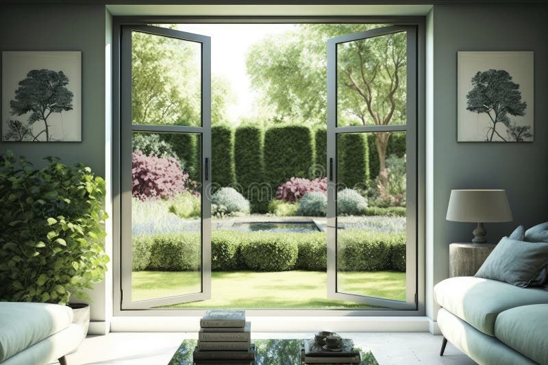 Aluminium Windows with View of Lush Garden, Providing a Tranquil ...