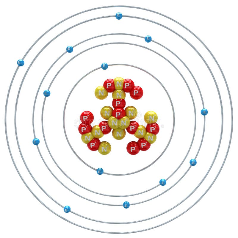 Atom Aluminium Mit Detailliertem Kern Und Seiner 13 Elektronen Mit ...