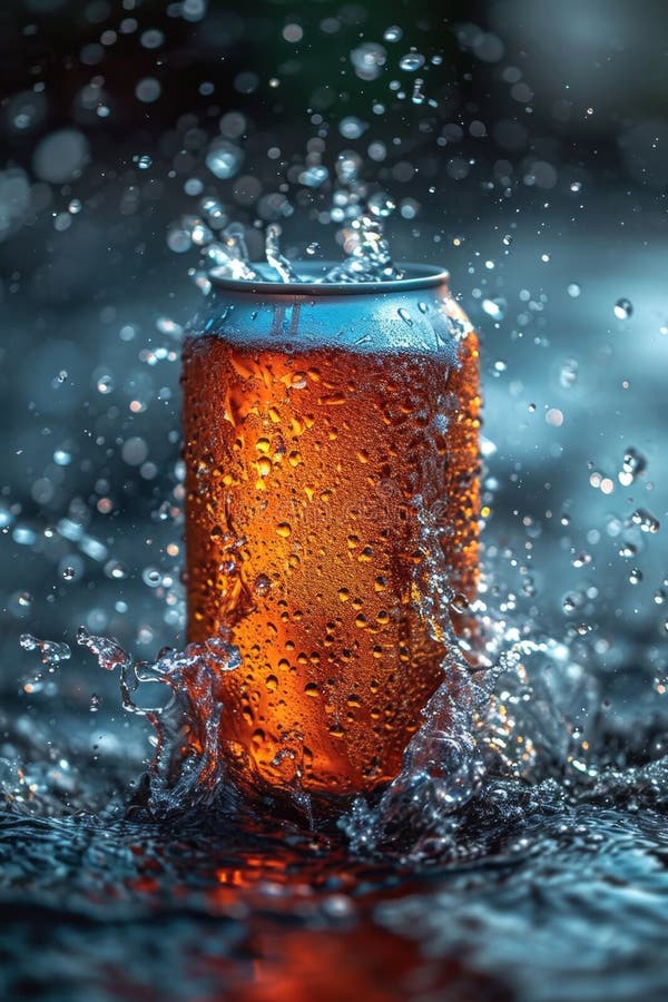 An Aluminum Beverage Jar for Your Advertisement with Splashes and Drops ...