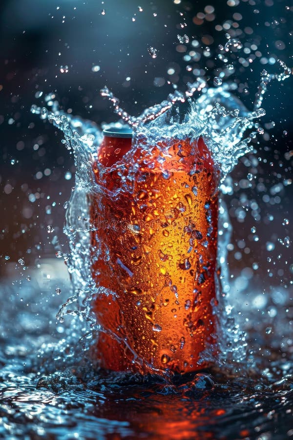 An Aluminum Beverage Jar for Your Advertisement with Splashes and Drops ...