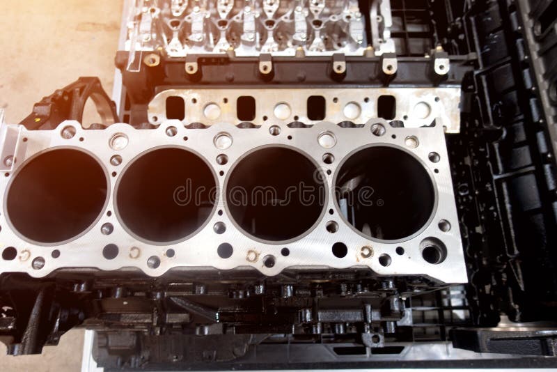 Aluminum Block Car Engine Cylinders Stock Photo - Image of head ...