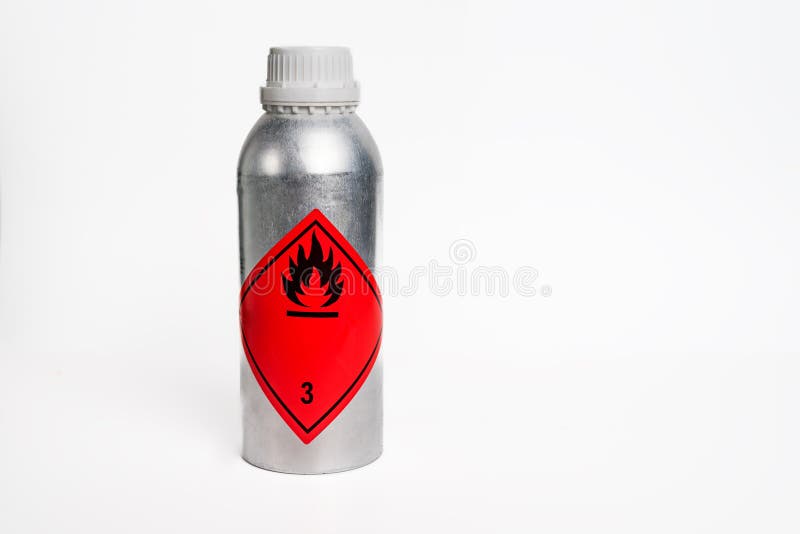 Aluminum Bottle for Sampling with Flammable Liquids Label, White ...