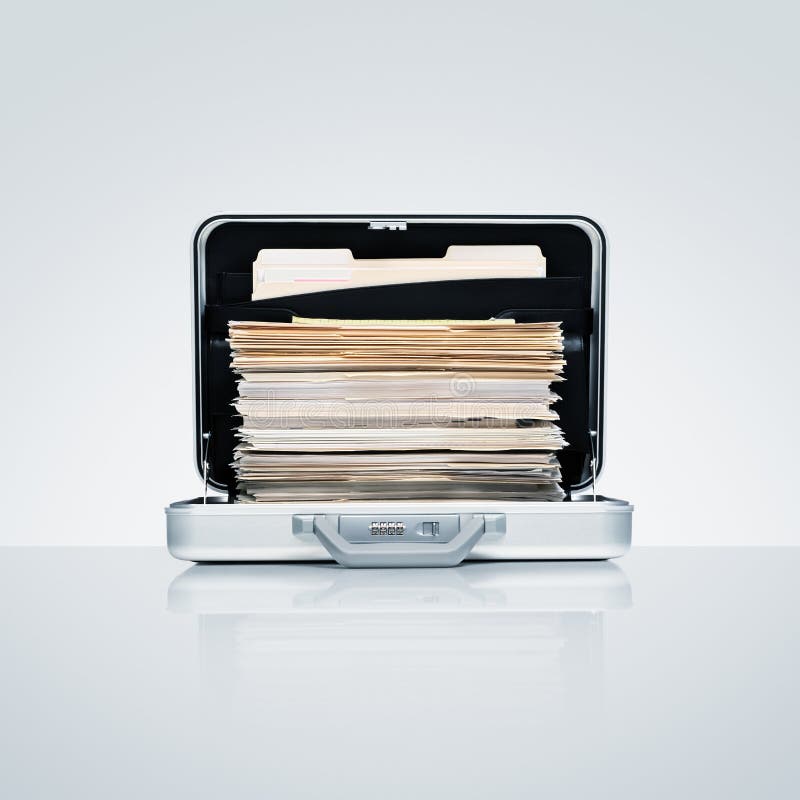 Briefcase with Ambitious Stack of Office Paperwork Stock Image - Image ... Briefcase with Ambitious Stack of Office Paperwork Stock Image - Image ...