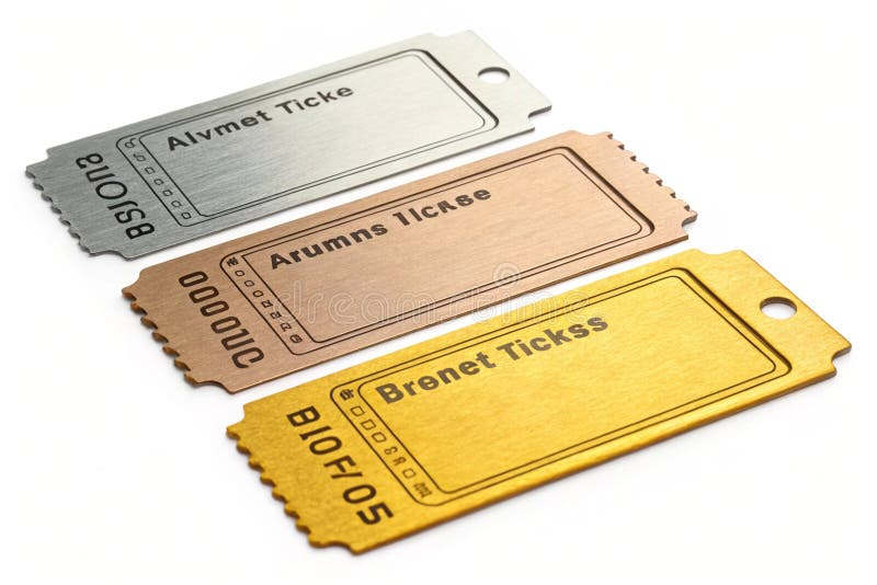 Aluminum, Bronze, and Brass Tickets Isolated on White Stock ...