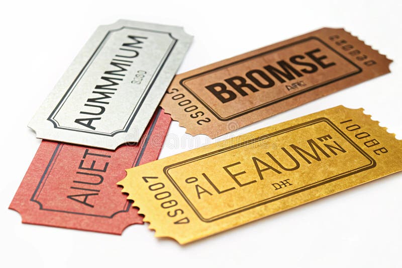 Aluminum, Bronze, and Brass Tickets Isolated on White Stock ...