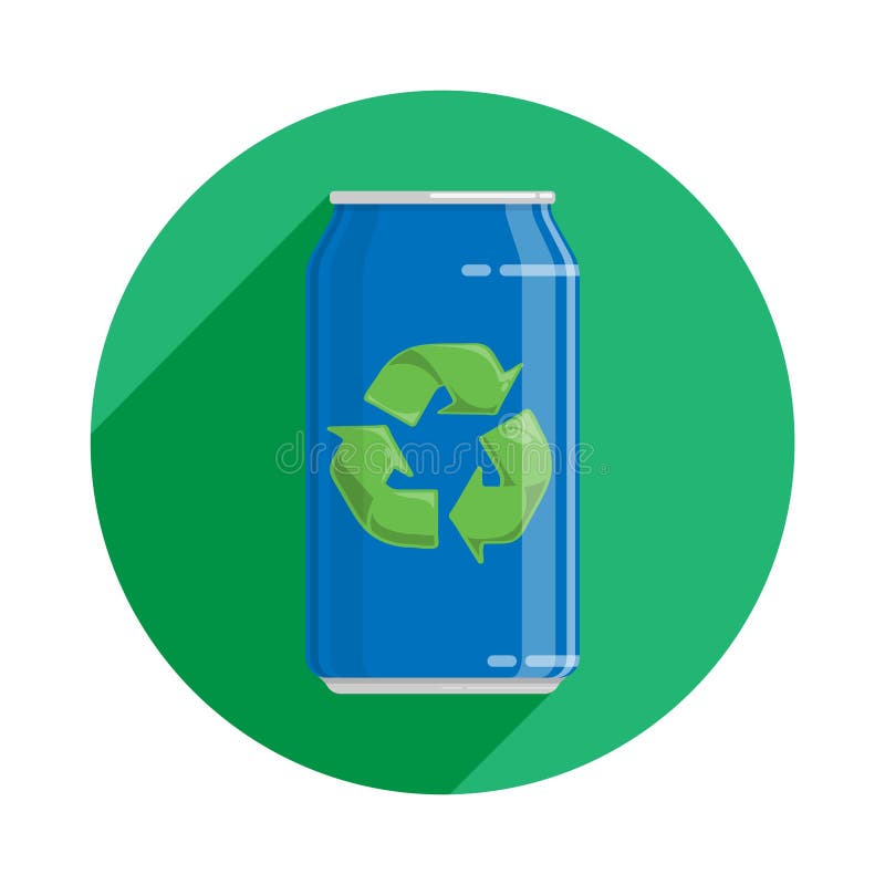 Aluminum Can with Recycle Sign. Caring for the Environment. Flat Vector ...