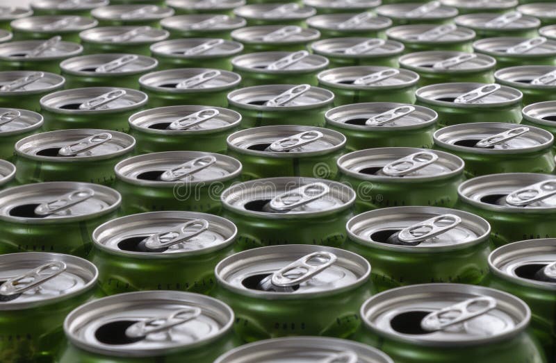 Aluminum Can Recycling, Close Up View Tops of Empty Cans Stock Image ...
