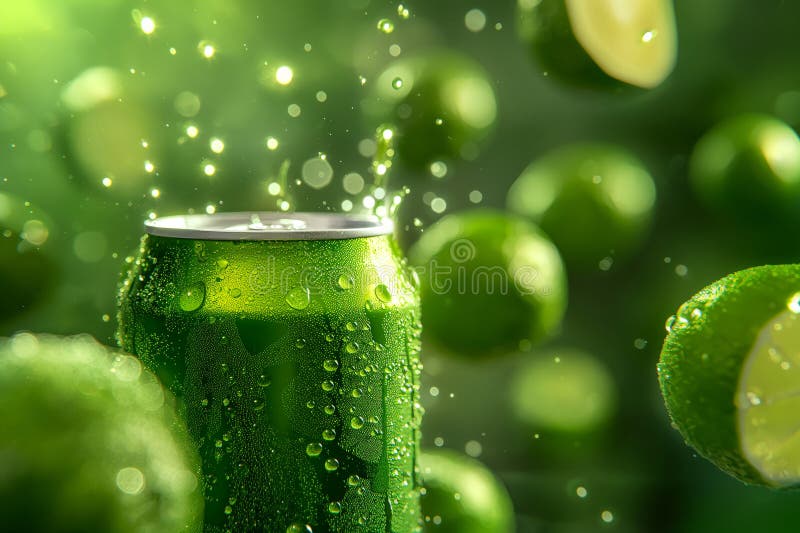 Aluminum Can With Refreshing Cold Sparkling Fruit Citrus Juice Drink Product Mockup Of A Soda