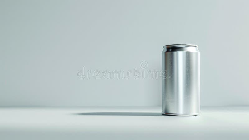 An Aluminum Can Stands Upright on a Clean White Surface, Its Smooth ...