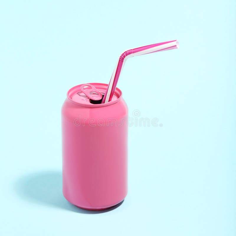 Aluminum can with straw stock photo. Image of metal - 188204370