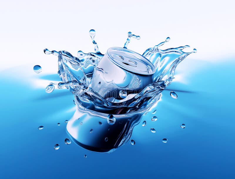 Aluminum Can with Water Splash Stock Illustration - Illustration of ...