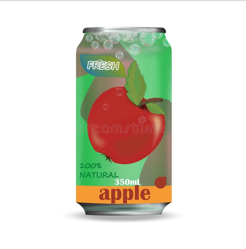 Aluminum Cans of Apple, Grape, Cherry Juice. Fruit Drink Advertising ...