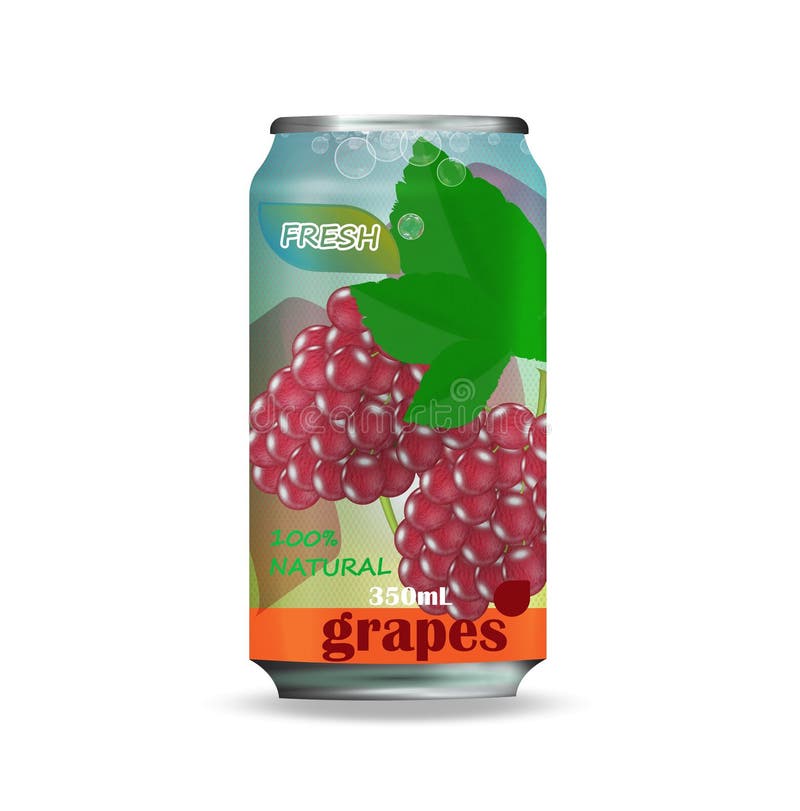 Aluminum Cans of Apple, Grape, Cherry Juice. Fruit Drink Advertising ...