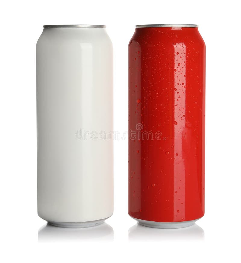 Aluminum Cans with Drinks on White Background Stock Photo - Image of ...