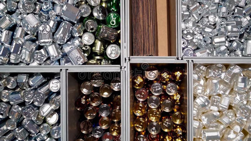 Aluminum Cans Sorting into Color Coded Compartments, Demonstrating ...