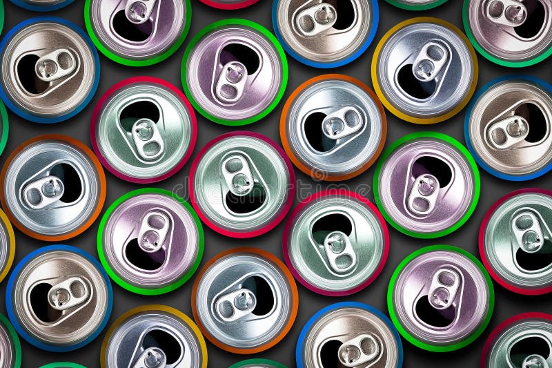 Aluminum Cans. Top View. Recycling. Reuse. Beverages. Package. Stock ...