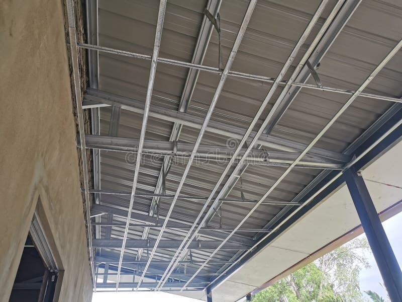 Aluminum Ceiling Structure Inside of a House at Construction Site ...