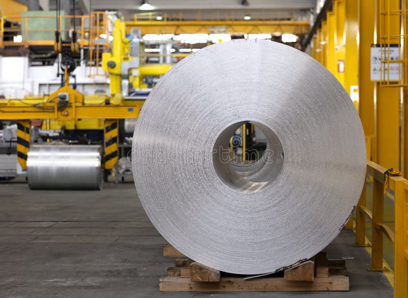 Aluminum Coil of Continuous Caster Stock Image - Image of hard, machine ...