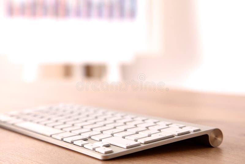 Aluminum Computer Keyboard on Table Stock Image - Image of digital ...