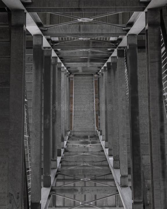 Aluminum Construction. Iron Staircase, Top Down View.Structure, Texture ...