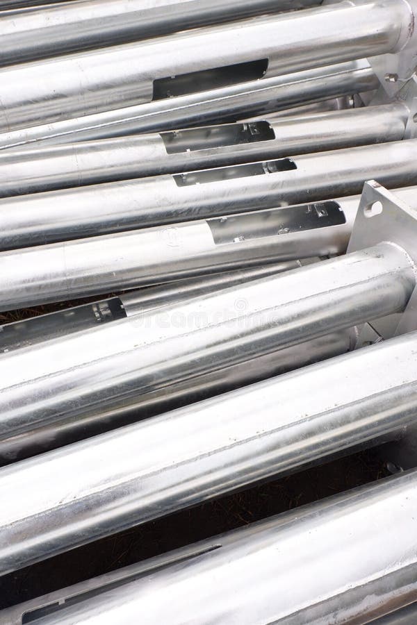 Aluminum Electricity Post Pipes for Construction. Stock Photo - Image ...