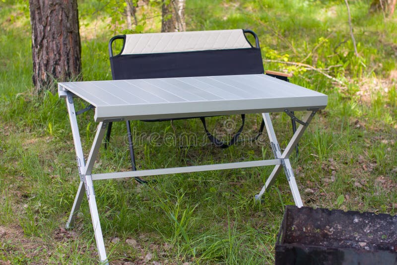 Aluminum Folding Travel Table. Stock Image - Image of recreation ...
