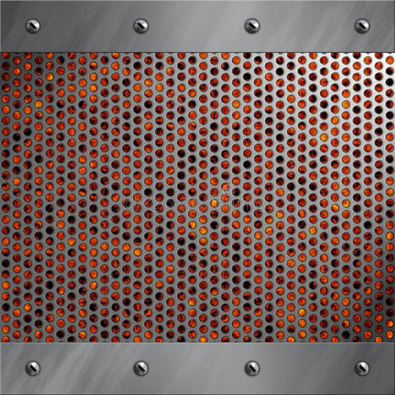 Aluminum Frame and Perforated Metal with Lava Stock Image - Image of ...